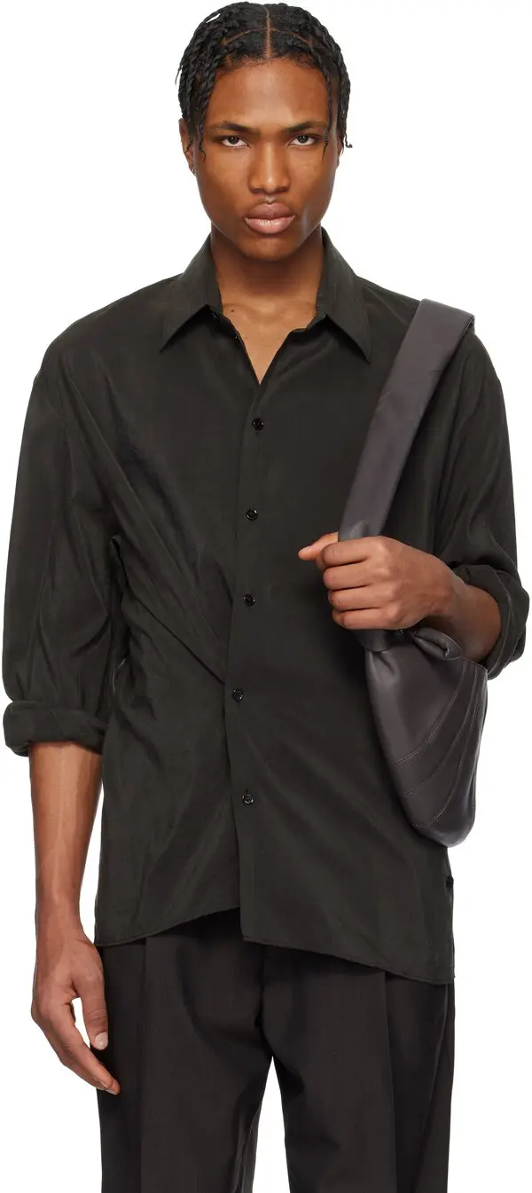 Lemaire Brown Twisted Shirt In Br507 Dark Espresso - 34% Off